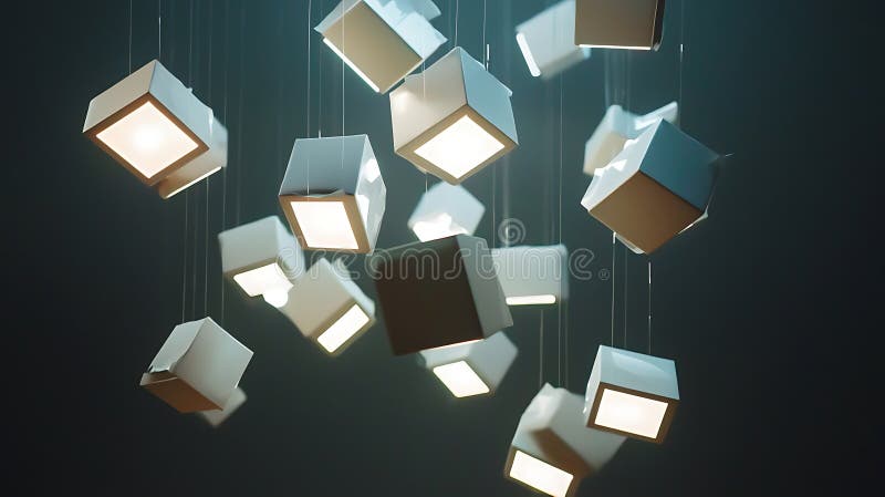 A Bunch of White Boxes Hanging from the Ceiling Stock Image - Image of ...