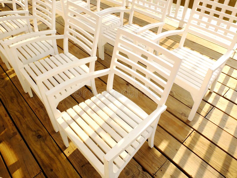 Bunch of Chairs and Tables Stacked. End of Season Outdoor Drinking and ...