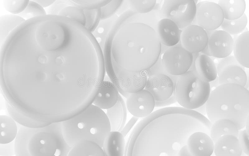 White Colored Sewing Buttons Isolated on White Stock Photo - Image of ...