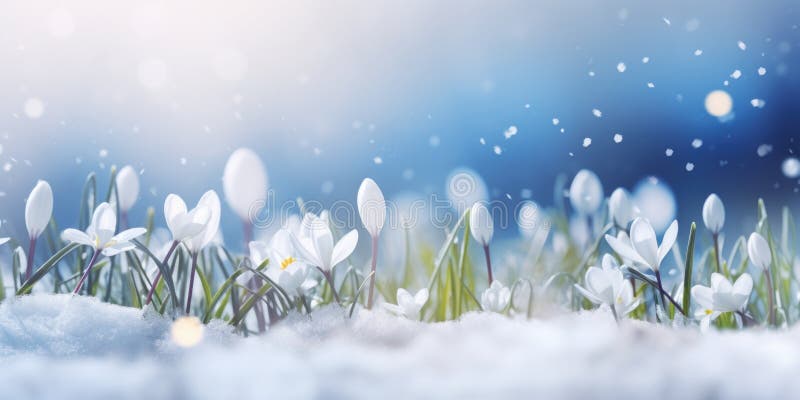A Bunch of White Flowers in the Snow, Header, Footer, Panoramic Banner ...