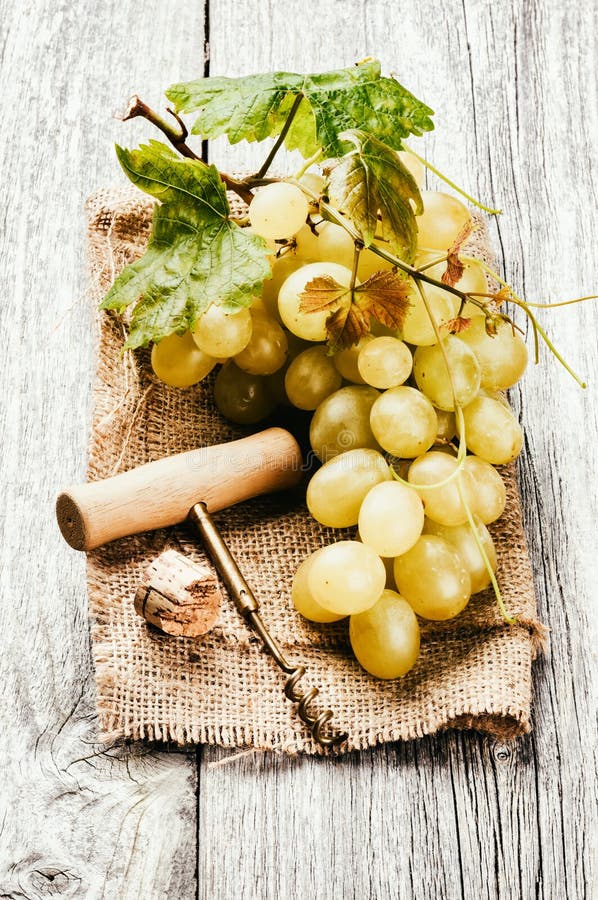 Bunch of White Grape in Rustic Setting Stock Image - Image of french ...