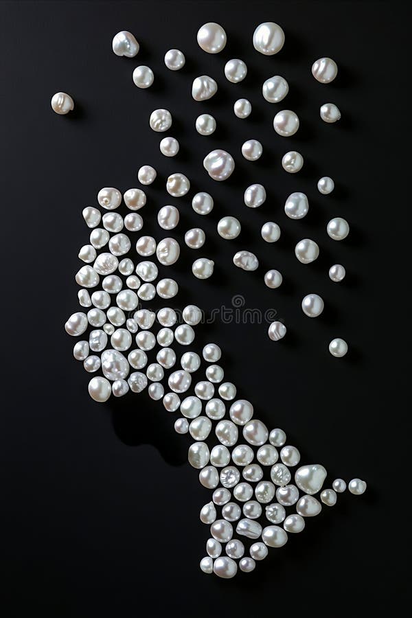 A Bunch of White Pearls on a Black Surface Stock Image - Image of white ...