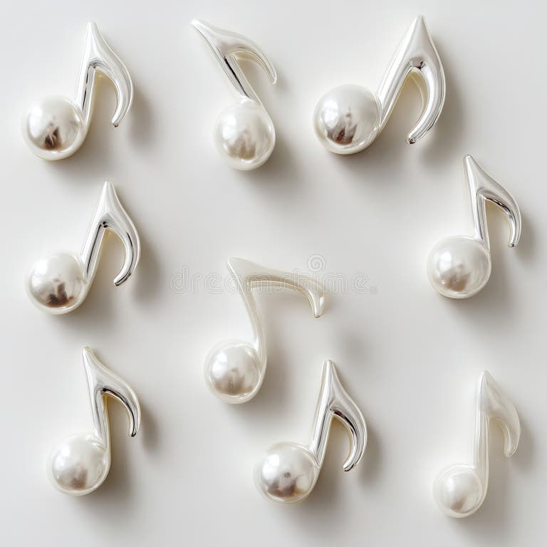 A Bunch of White Pearls with Music Notes on Them Stock Photo - Image of ...