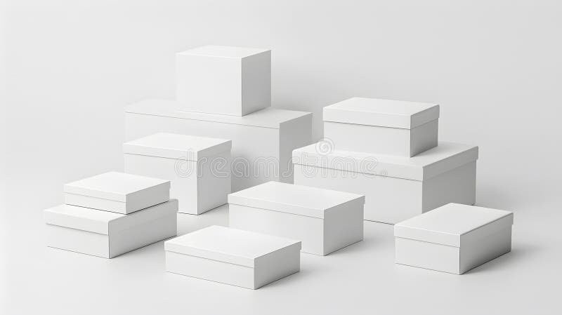 A Bunch of White Plain Boxes with White Background. Stock Image - Image ...