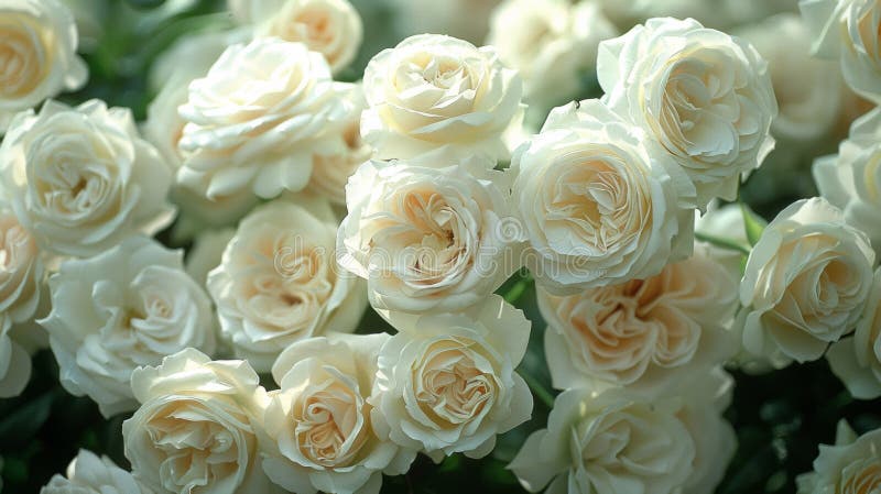 A Bunch of White Roses are in a Group Together, AI Stock Image - Image ...