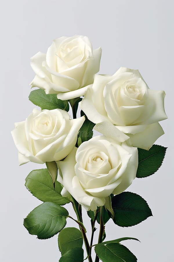 A Bunch of White Roses in a Vase. Generative AI Image. Stock ...