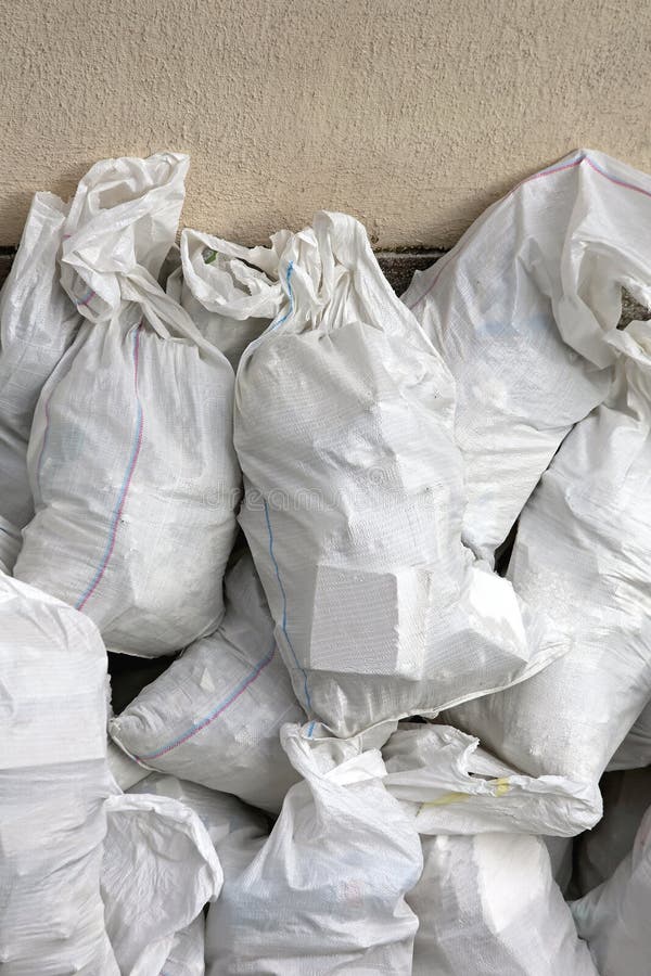 White Sacks Trash stock image. Image of recycle, pile - 131570655