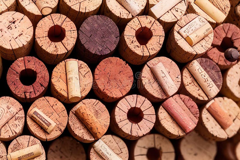 A Bunch of Wine Corks Stacked on Top of Each Other in a Pile with a ...