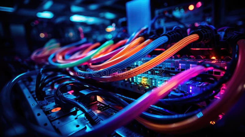A Bunch of Wires Connected To a Computer Stock Photo - Image of server ...