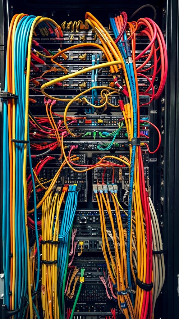 A Bunch of Wires that are Connected To Each Other in a Server Stock ...