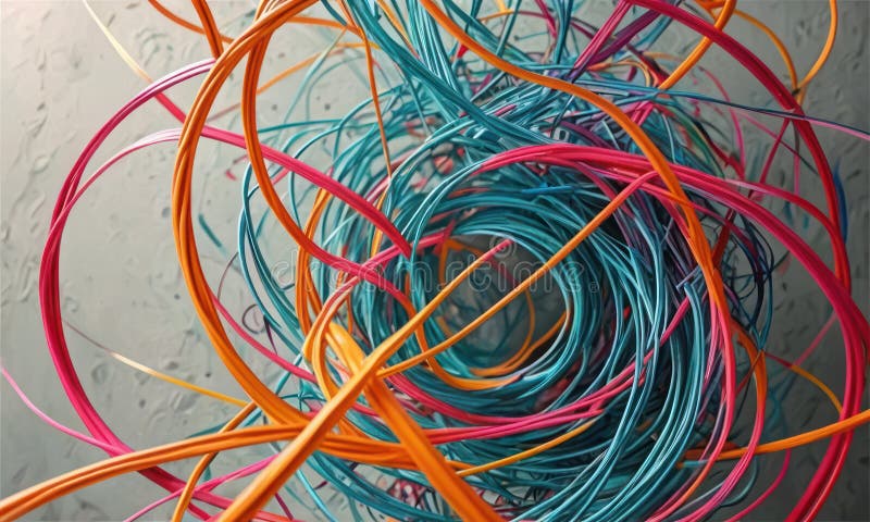A Bunch of Wires in Different Colors are Tangled Together. Stock ...