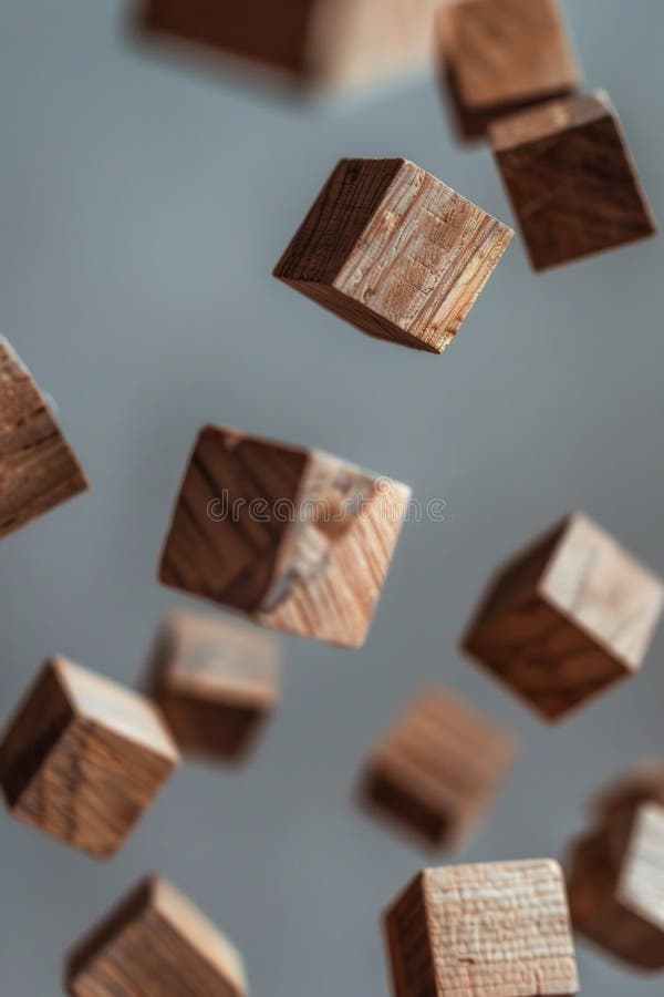 A Bunch of Wooden Cubes Floating in the Air. Perfect for Design ...
