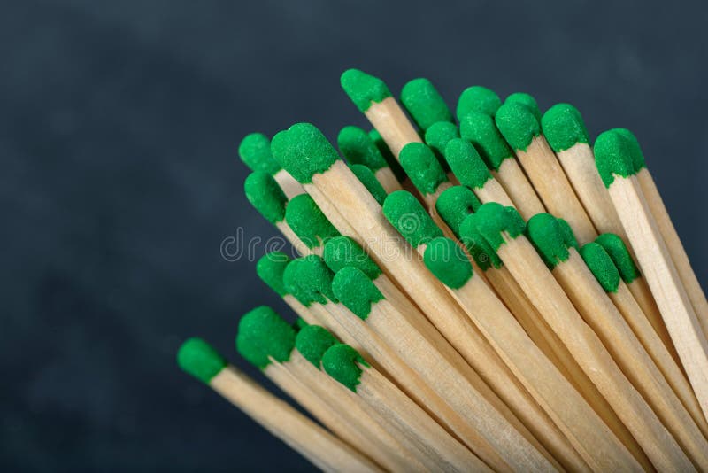 A Bunch of Wooden Matches with Green Gray Stock Photo - Image of stick ...