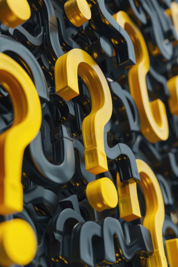 A Bunch of Yellow and Black Question Marks Painted on a Wall. Suitable ...