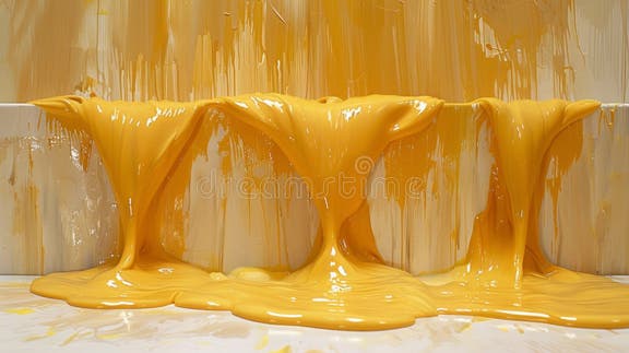 A Bunch of Yellow Liquid is Dripping Down a Wall, AI Stock Image ...