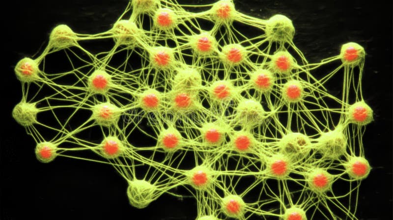 A Bunch of Yellow and Red Balls are Connected by Strings Stock ...