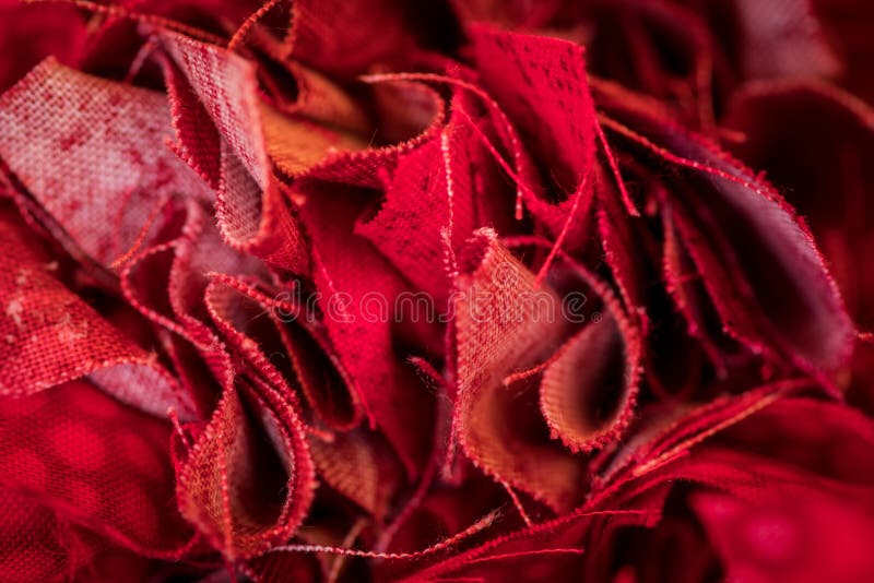 Bunched Edges of Red Fabric Stock Image - Image of crafts, macro: 93377329