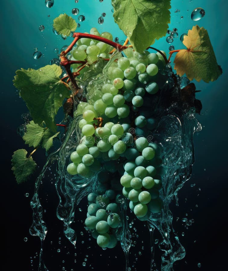 Bunches of Grapes Fall into the Water Stock Photo - Image of shot ...