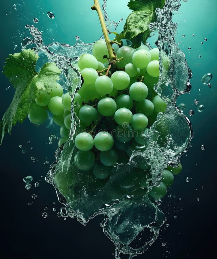 Bunches of Grapes Fall into the Water Stock Photo - Image of wine ...