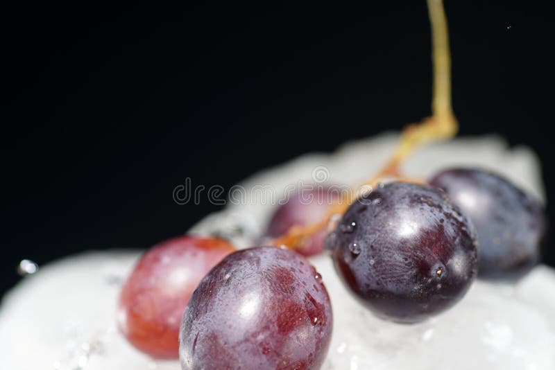 Bunches of Grapes in Ice Water with Colorful Flashes Photographed in ...
