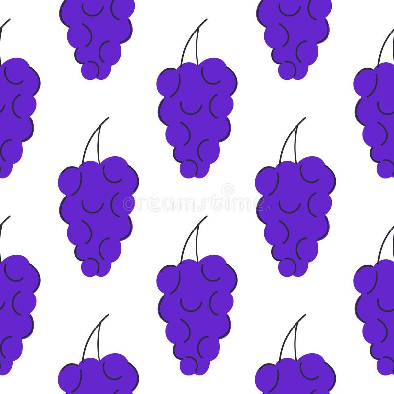Bunches of Purple Grapes Seamless Pattern Stock Vector - Illustration ...