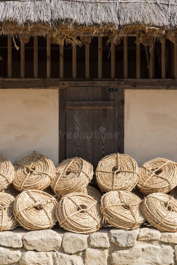 Bunches of straw rope stock photo. Image of skein, roll - 48015590
