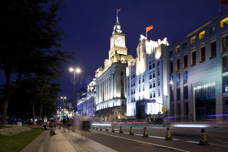 The Bund at Night in Shanghai Editorial Stock Photo - Image of modern ...