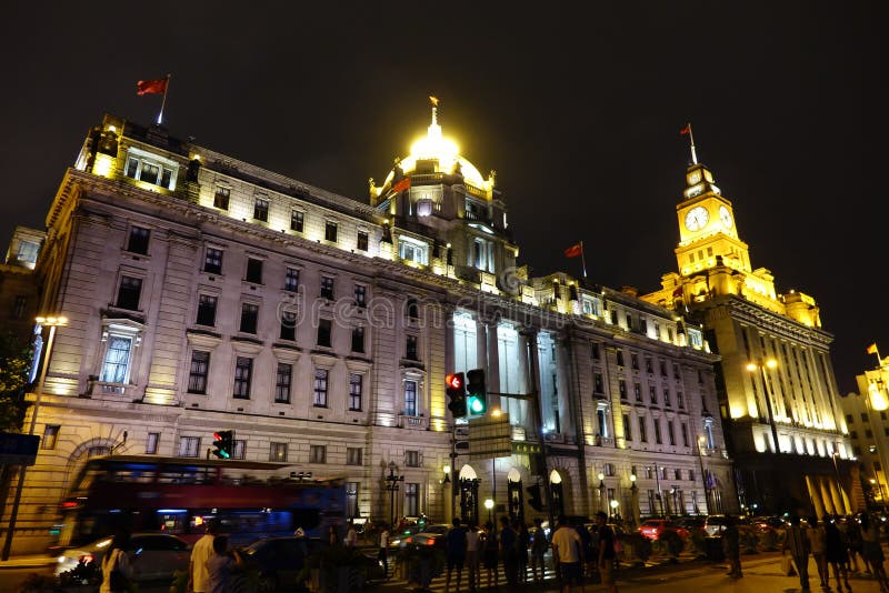 The Bund of Shanghai at Night Editorial Stock Image - Image of colors ...