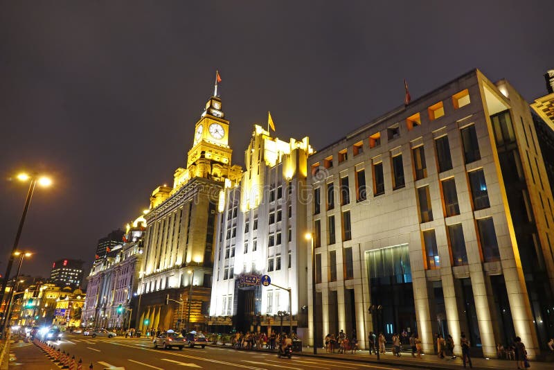 The Bund of Shanghai at Night Editorial Stock Image - Image of economic ...