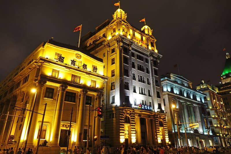The Bund of Shanghai at Night Editorial Image - Image of economic ...