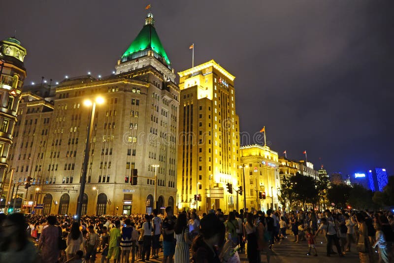 The Bund of Shanghai at Night Editorial Stock Image - Image of ...