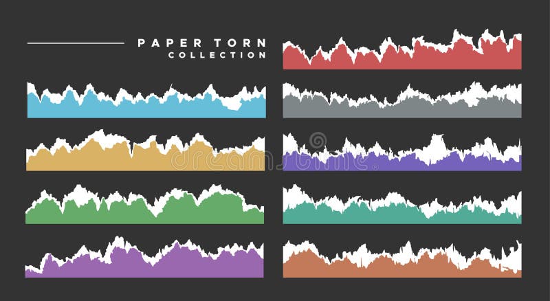 Bundle of Abstract Colorful Paper Torn Design. Vintage Paper Ripped ...