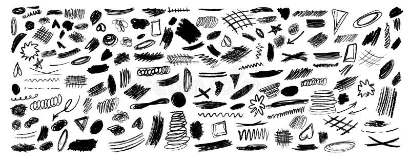 Bundle of Abstract Doodle Patterns Featuring Strokes on White Stock ...