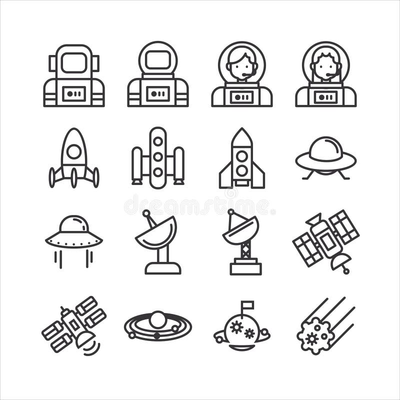 Astronaut Flat Icons Collection Stock Vector - Illustration of mission ...