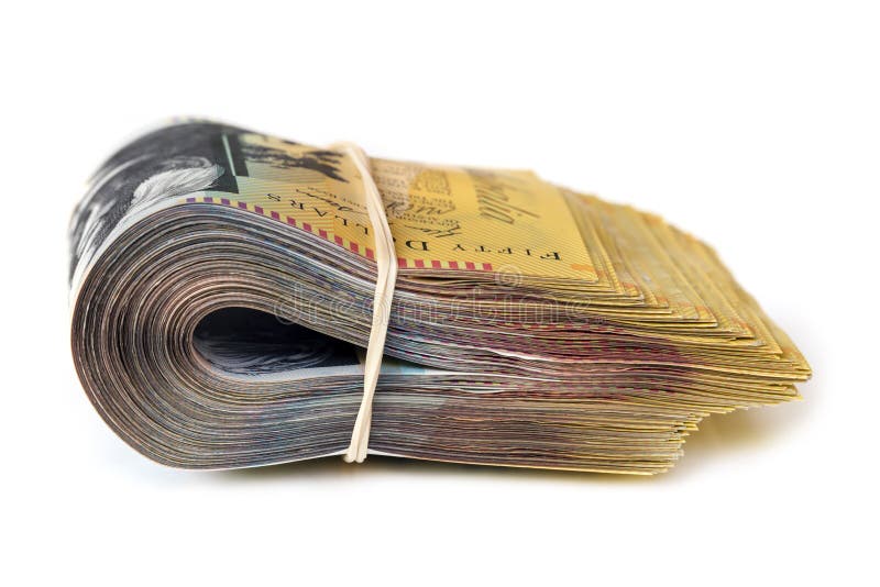 Bundle Australian Money Isolated White Side View Stock Photos - Free ...