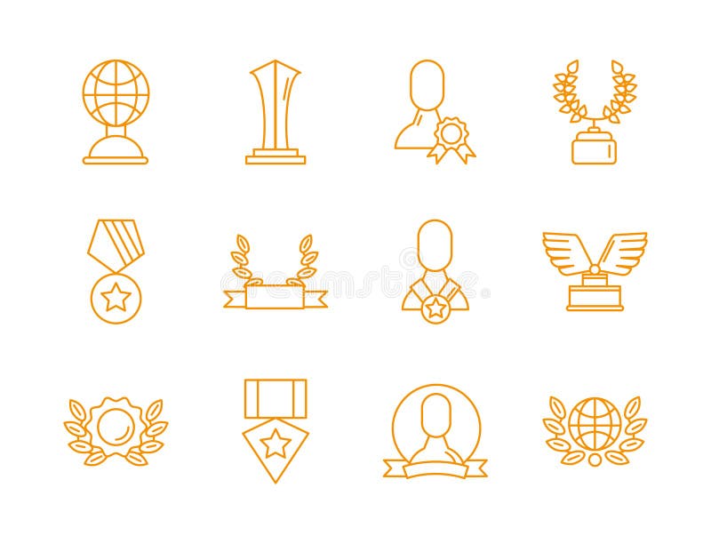 Bundle of awards set icons stock vector. Illustration of shape - 171851671