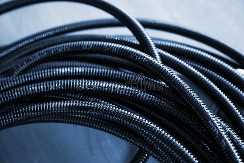 Bundle of Black Plastic Cable Channel Stock Photo - Image of line ...