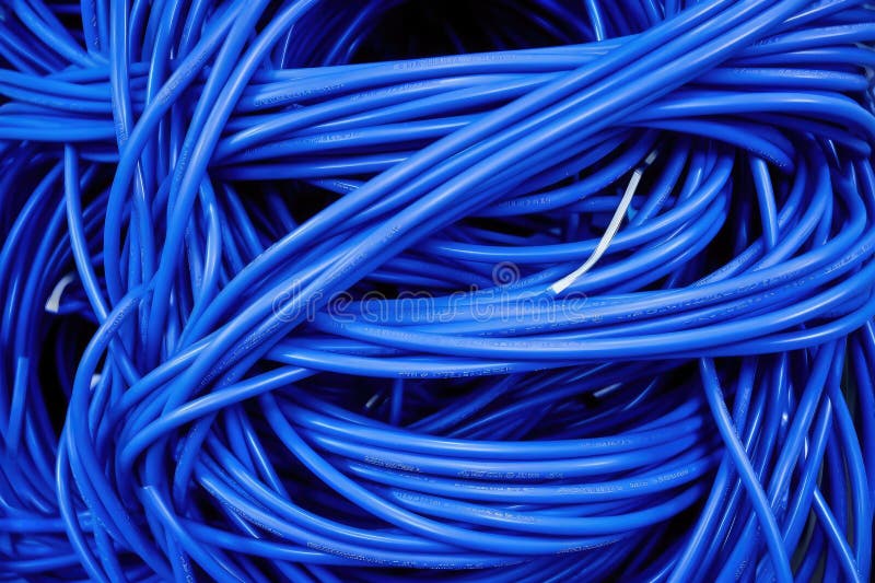 A Bundle of Blue Ethernet Cables Connected To Server Stock Photo ...