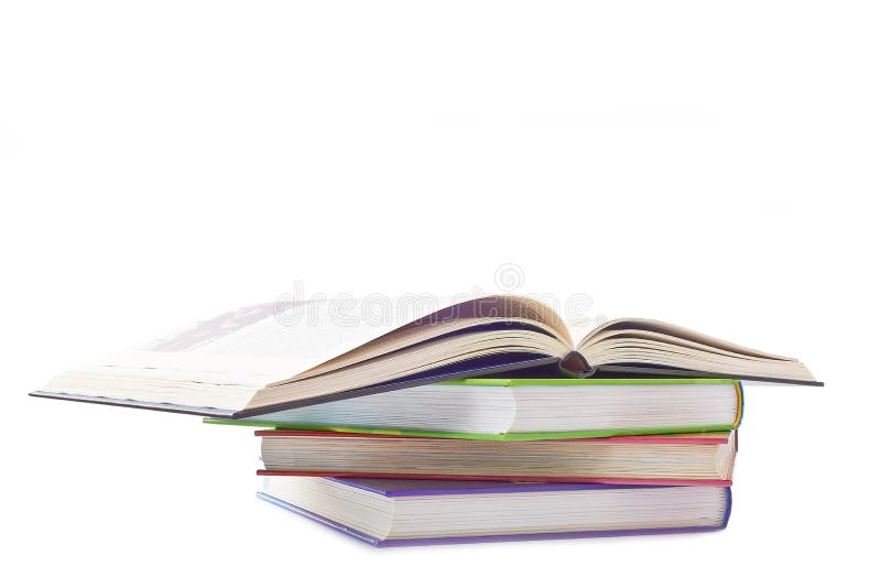 Bundle of Books and Leather Covered Note Book Standing on Wooden and ...