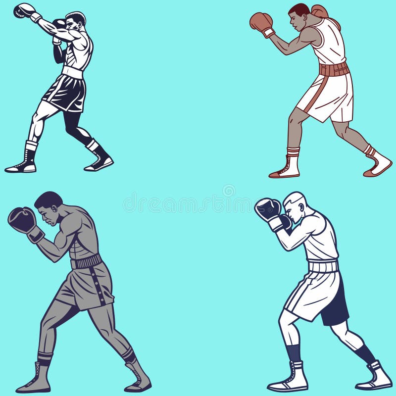 Bundle Boxing Man Art and Illustrator Eps Stock Vector - Illustration ...