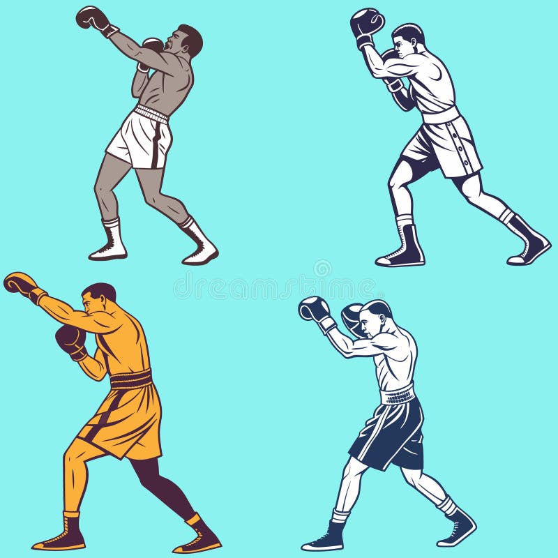 Bundle Boxing Man Art and Illustrator Eps Stock Vector - Illustration ...