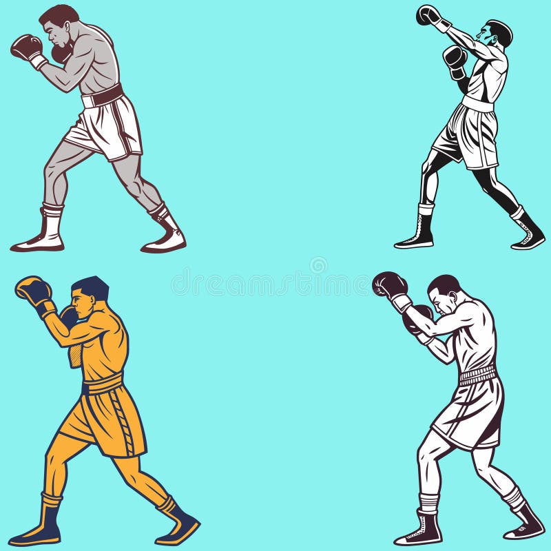 Bundle Boxing Man Art and Illustrator Eps Stock Vector - Illustration ...