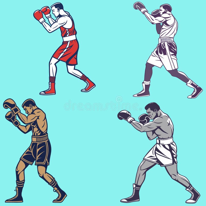 Bundle Boxing Man Art and Illustrator Eps Vector Stock Vector ...
