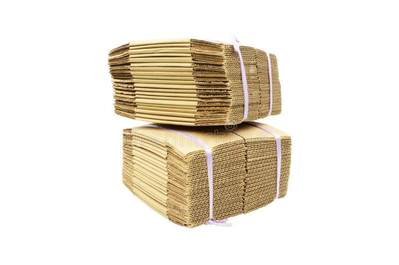 Bundle Brown Cardboard Box Isolated on White Stock Image - Image of ...