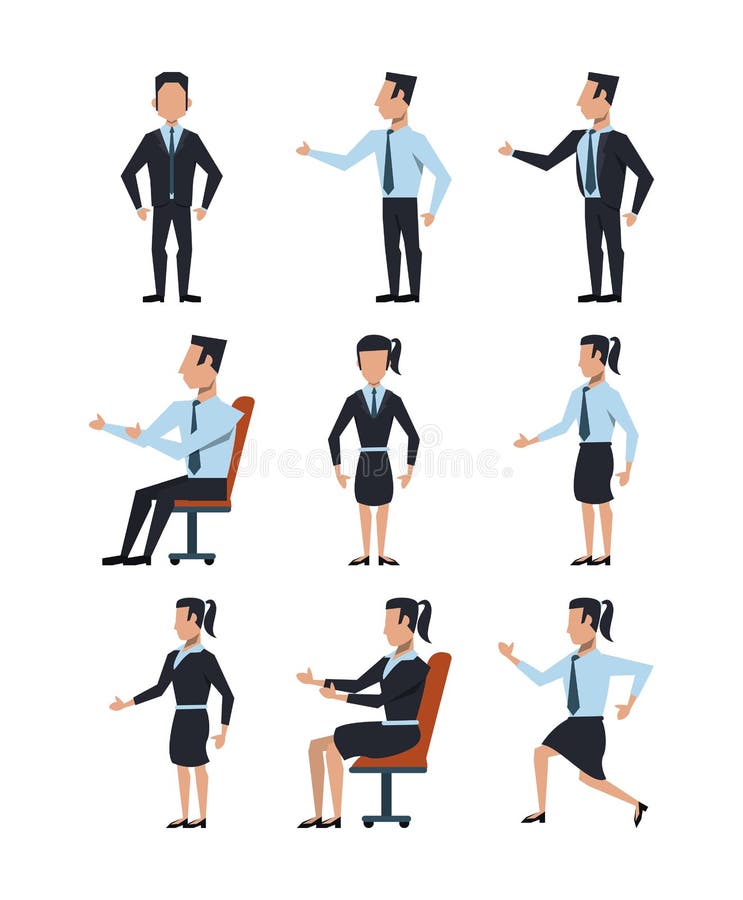 Bundle of Business People Working Stock Vector - Illustration of simple ...