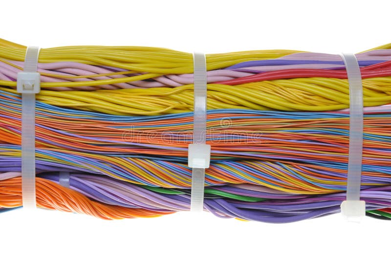 Bundle of Cables with Cable Ties Stock Image - Image of electronics ...