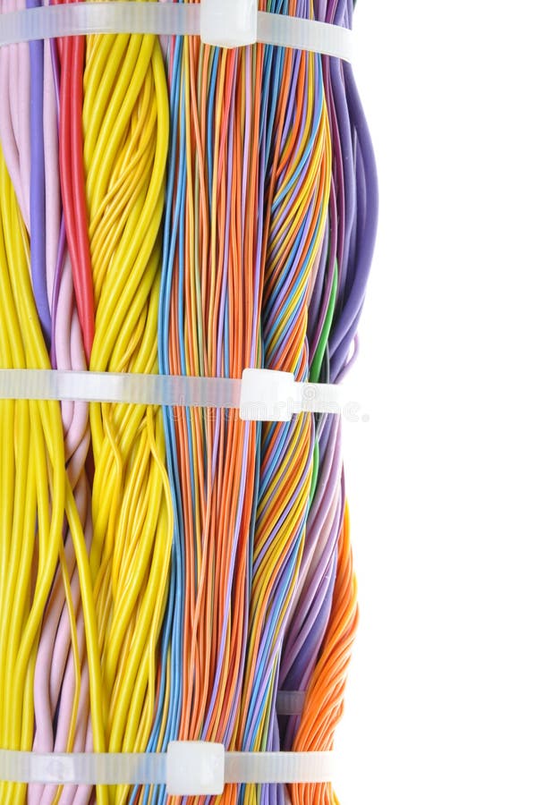 Bundle of Cables with Cable Ties Stock Photo - Image of isolation ...