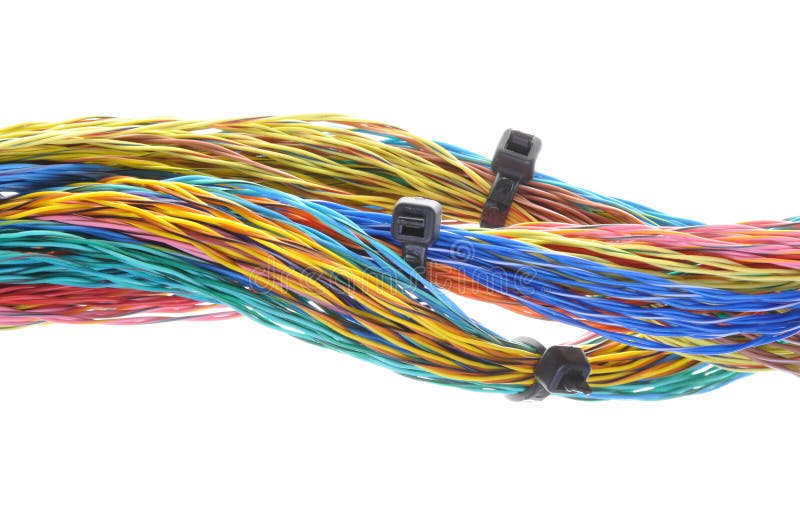 Bundle of Cables with Cable Ties Stock Image - Image of abstract ...