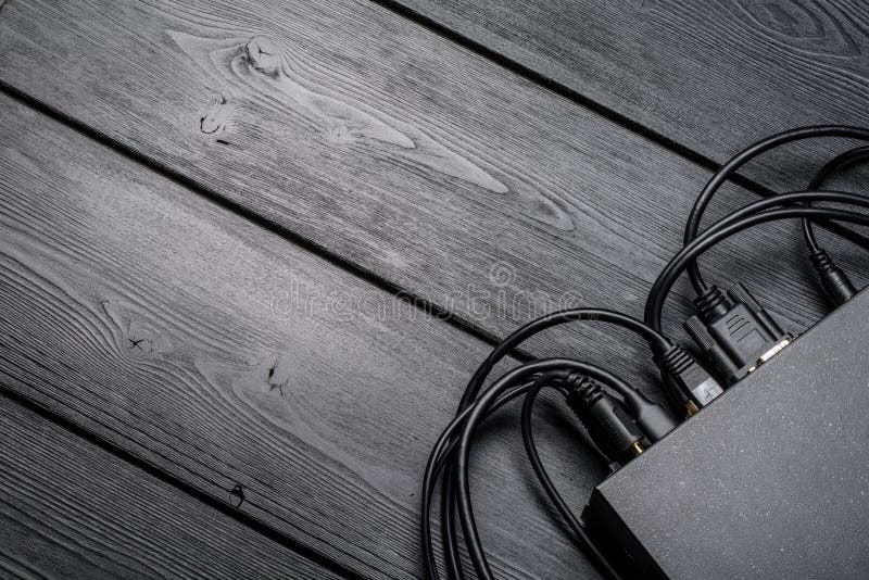 Bundle of Cables with Various Connectors Plugged into a Different Ports ...