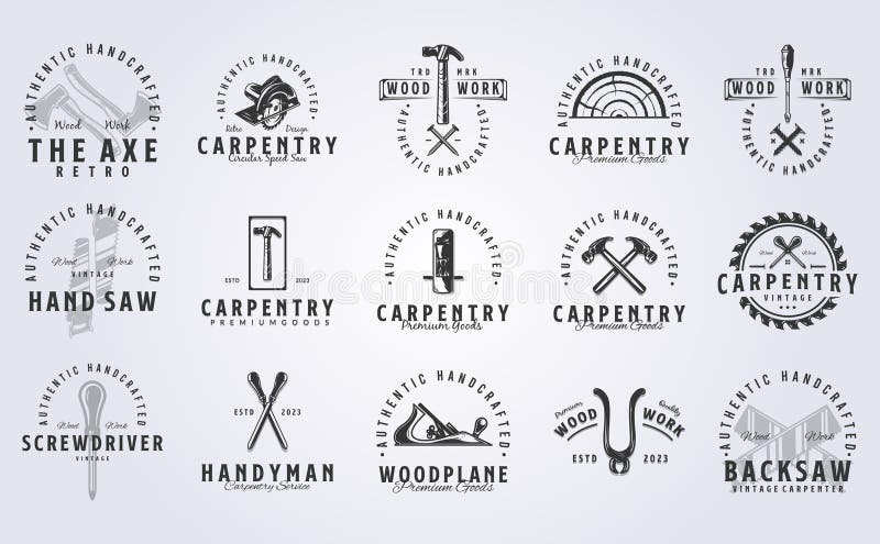 Bundle of Carpenter Logo Vector Illustration Design, Set Vintage Logo ...